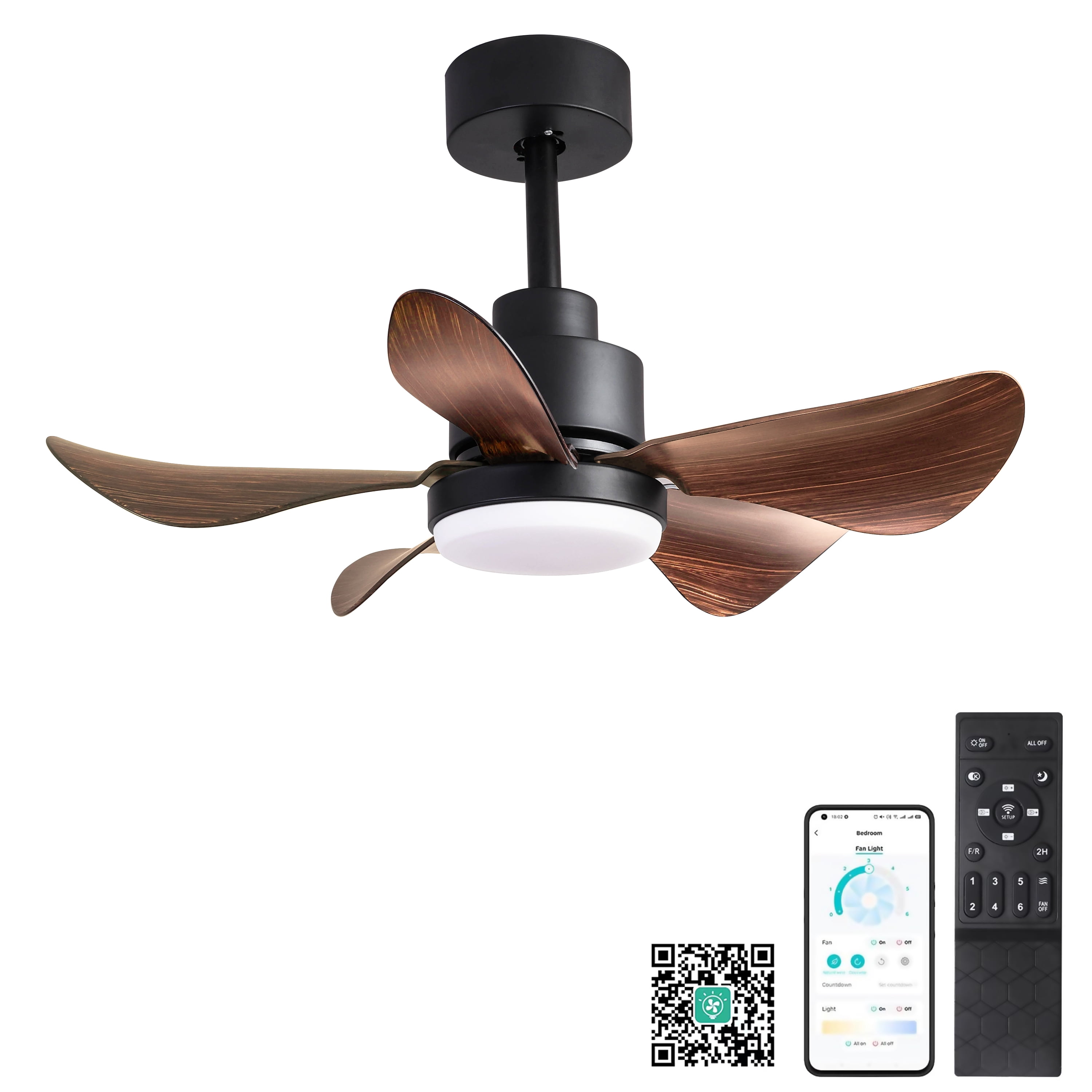 28 lnch Ceiling Fan with Lights Remote Control,Small Ceiling Fan Flush ...