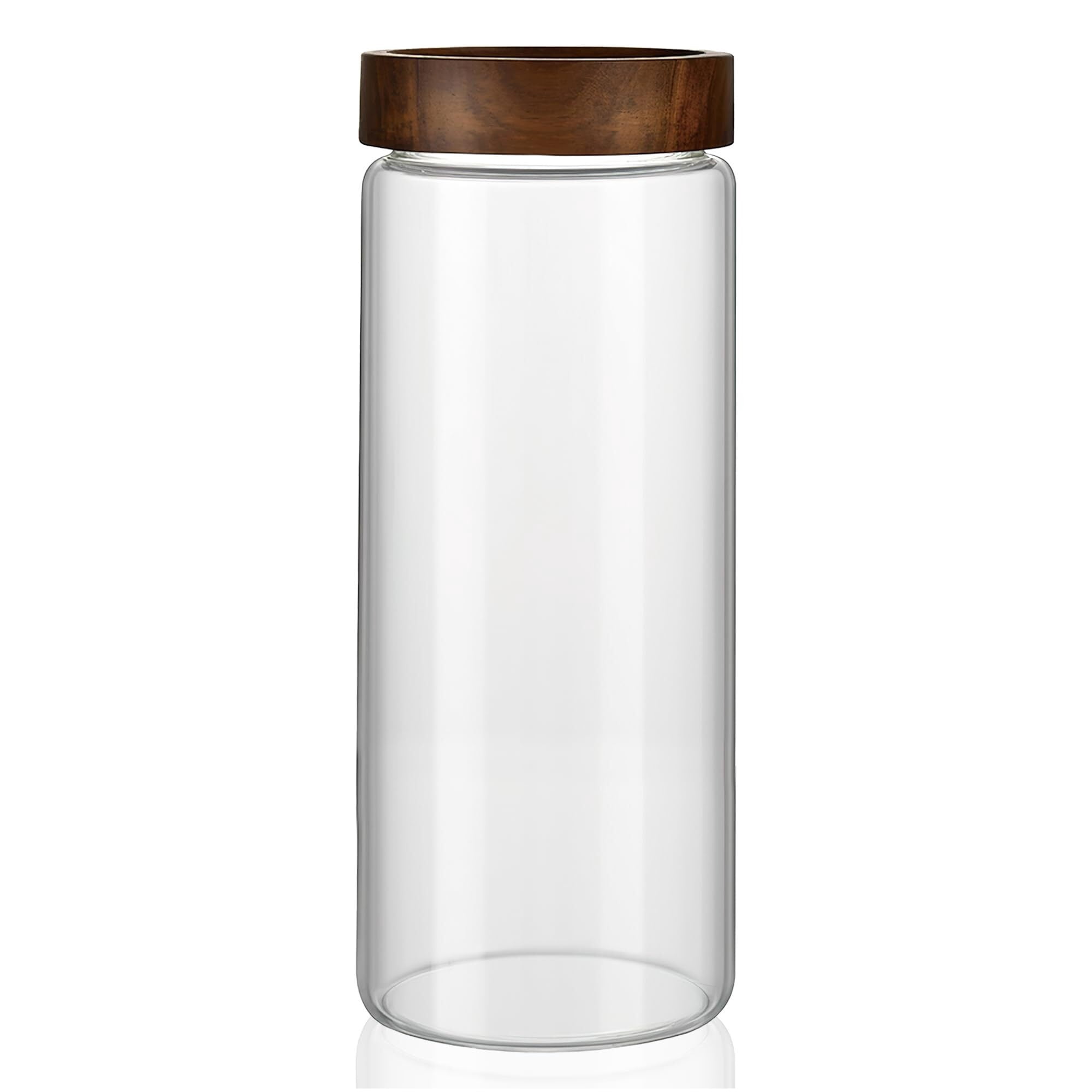28 oz/850 ml Clear Glass Storage Canister with Airtight Wooden Screw ...