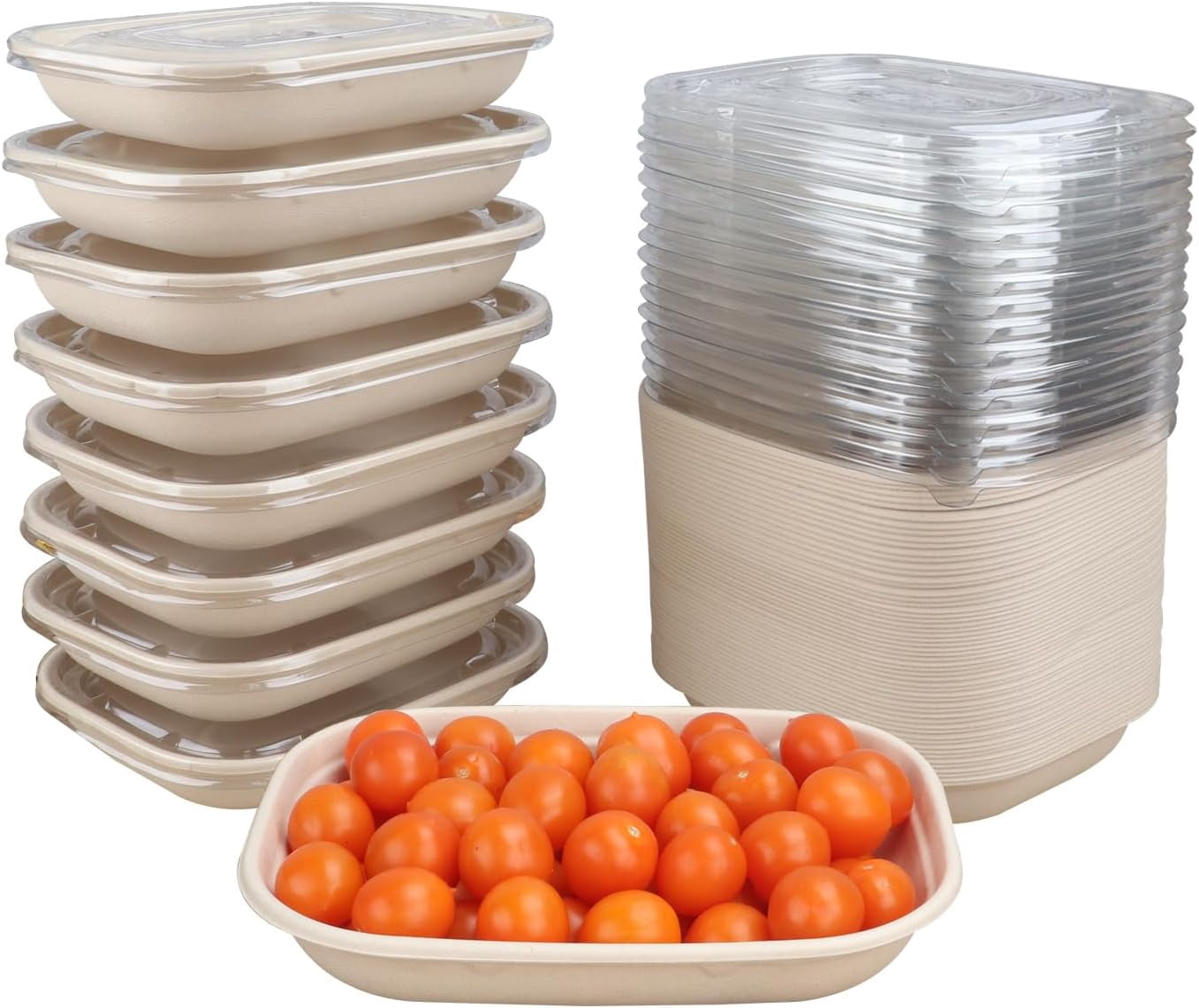 28 oz Disposable salad bowls with lids, Sugarcane Fiber Paper Bowls ...