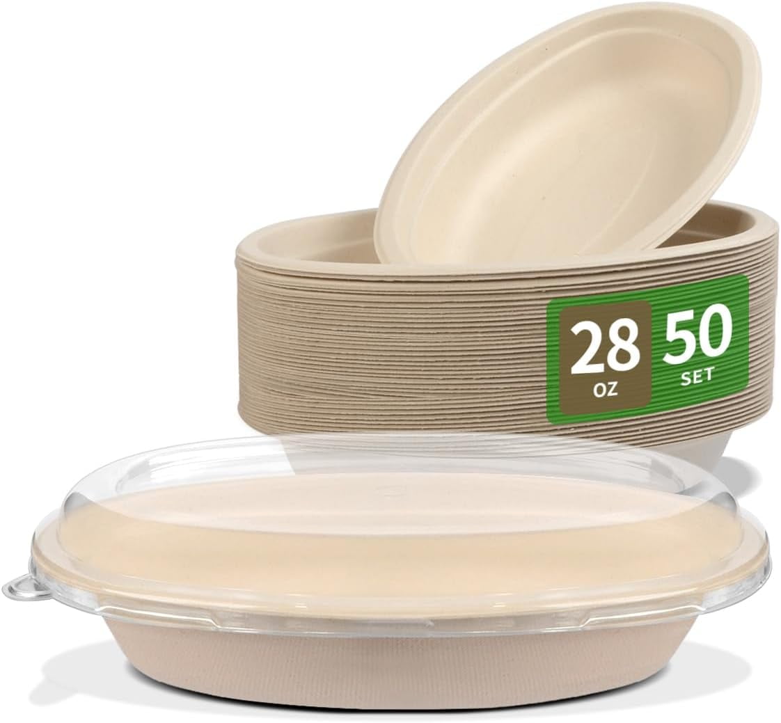 28 oz Oval Disposable Food Containers with Lids 50 Pack,Chipotle Style ...
