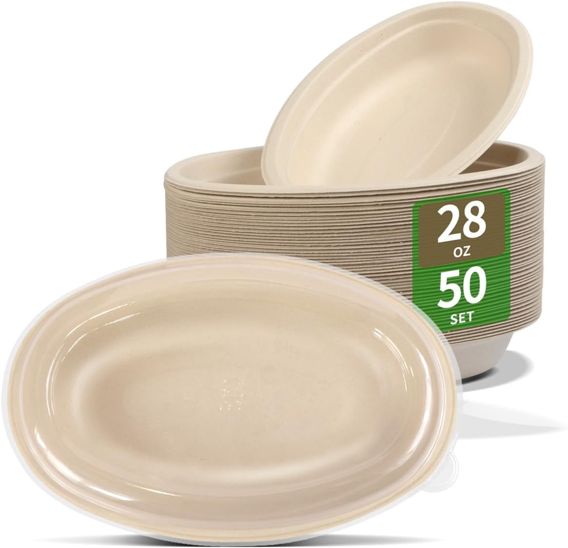 28 oz Oval Paper Bowls with Lids,Oval Disposable Meal Prep Containers for Nacho,Burrito,Salads ...