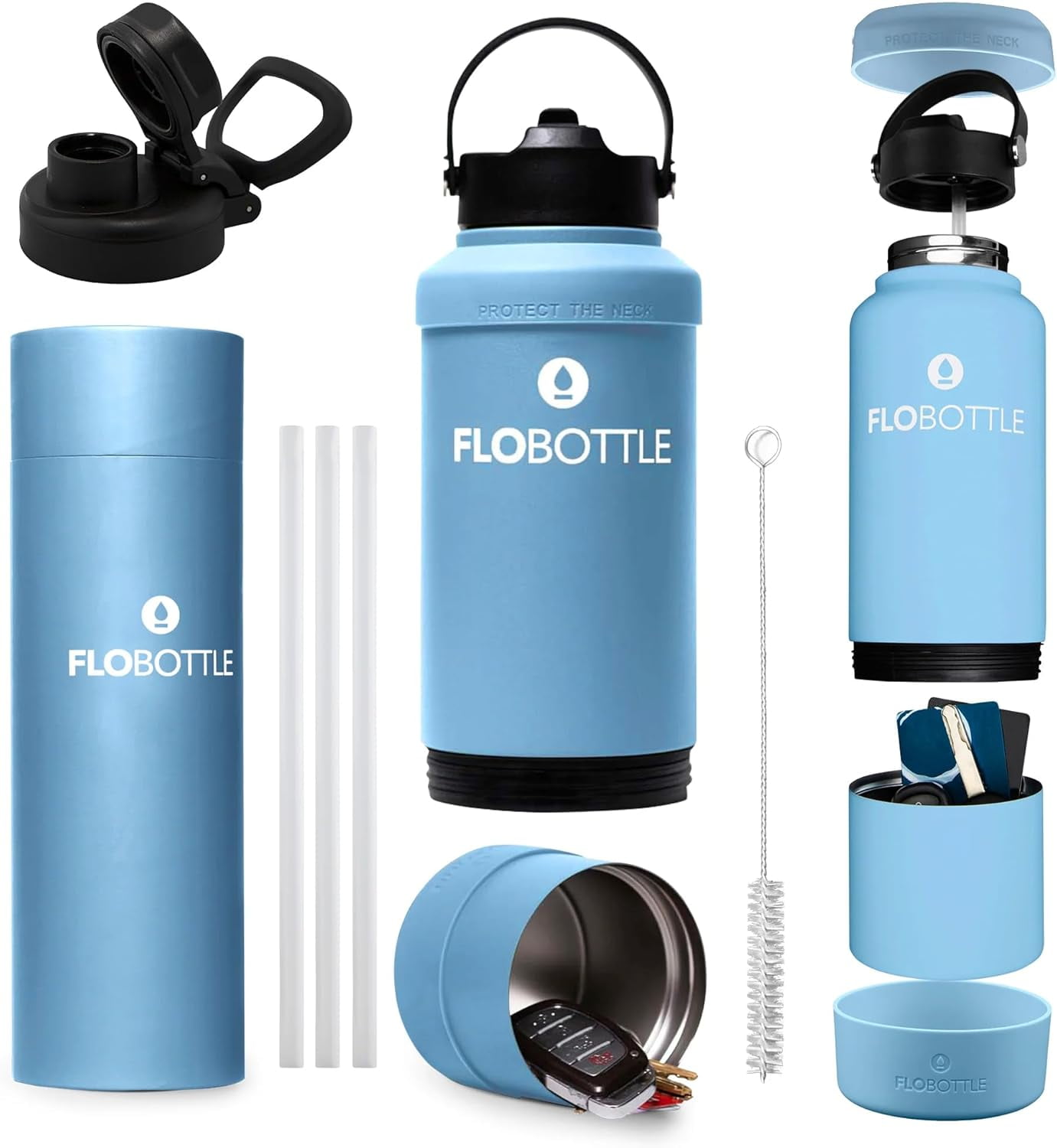 28 oz Water Bottle With Storage Bundle Pack | Chugger With Articulating ...