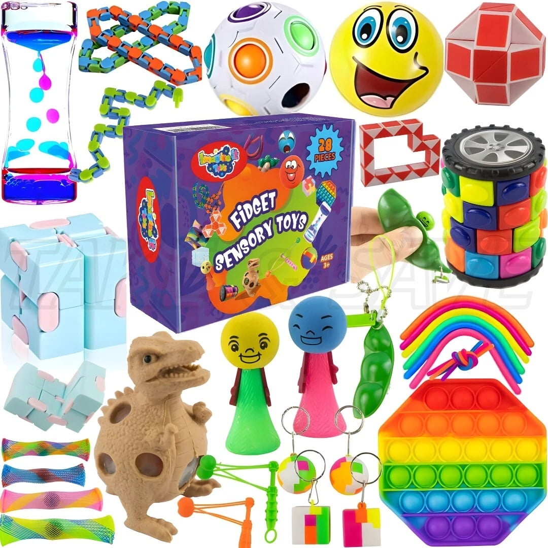 28 pcs Fidget Toys Pack, Party Favors, Autism Sensory Toys, Silent ADHD ...