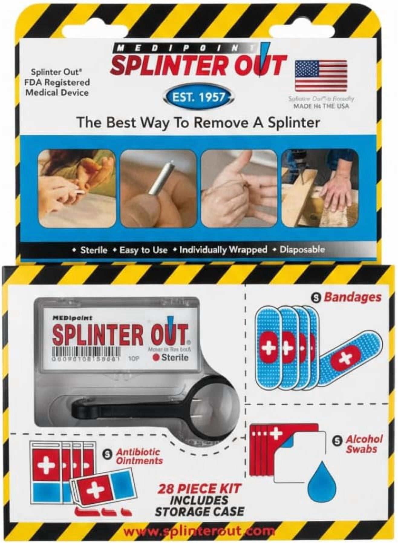 28-piece first aid kit - including 10 splinter removers, magnifying ...