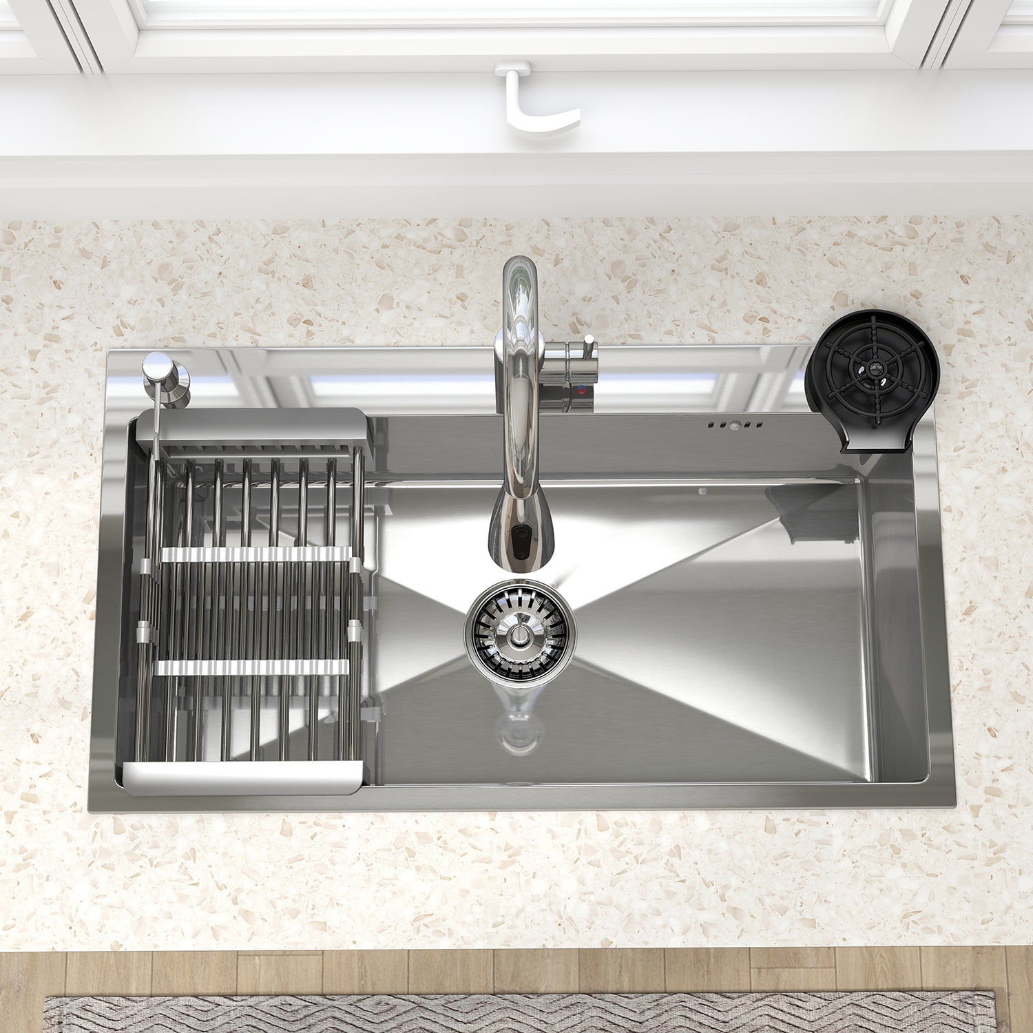 28" x 18" Modern Silver Single Bowl Undermount Sink Stainless Steel ...