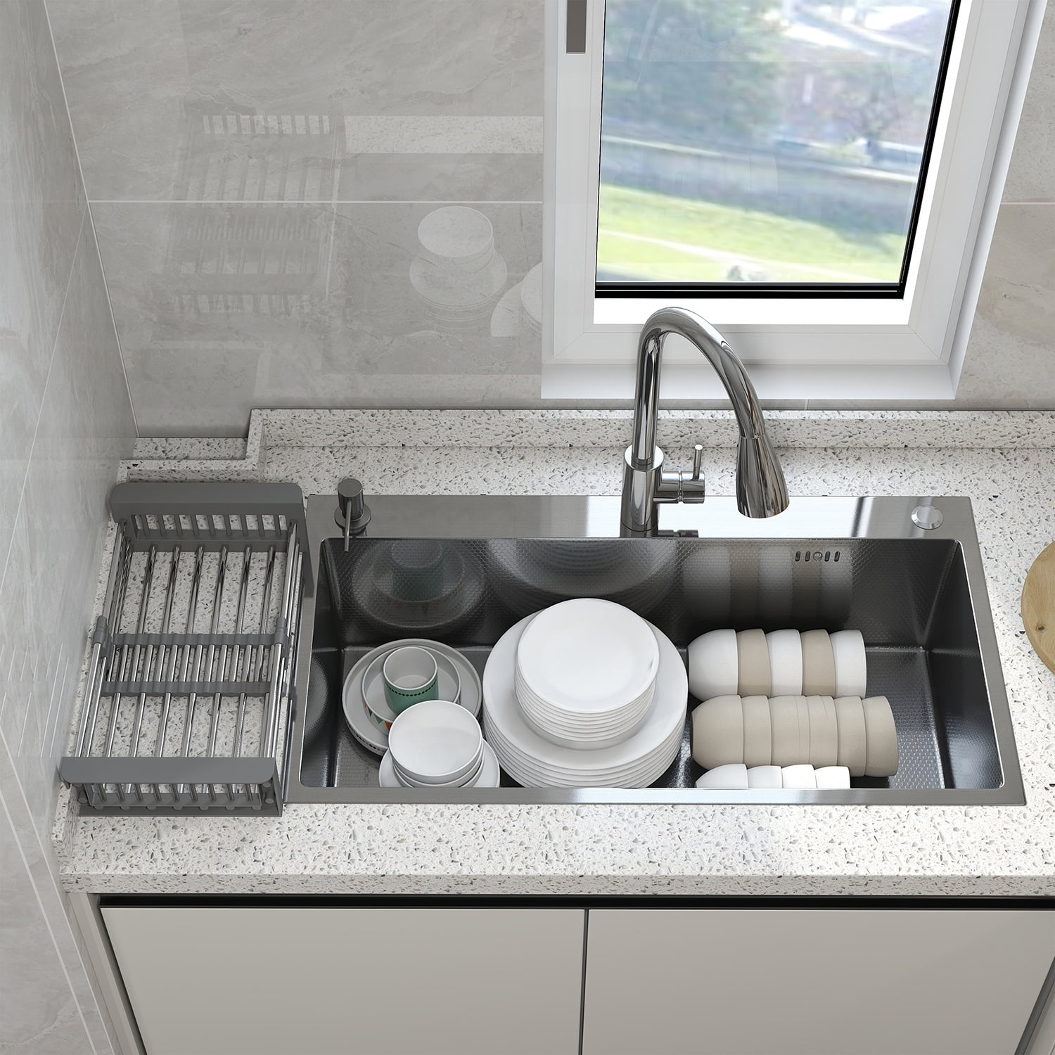 28" x 18" Silver Undermount Kitchen Sink Single Bowl Basin Stainless ...