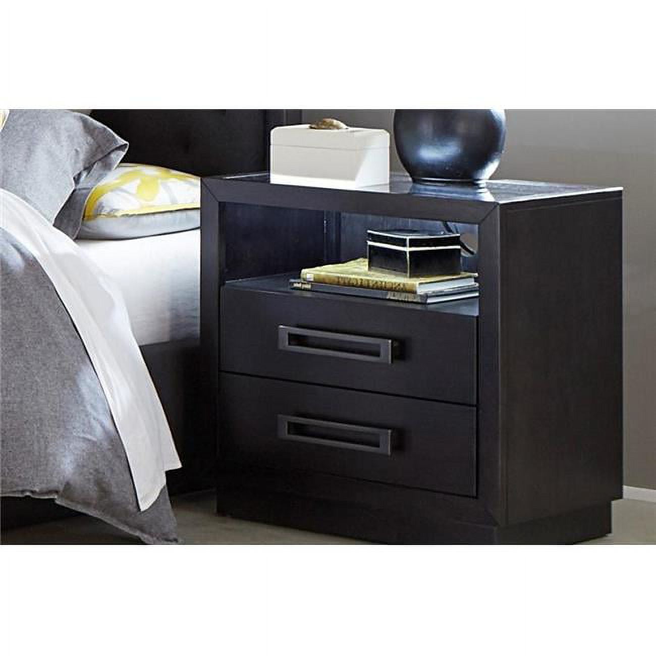 28 x 18 x 28 in. Larchmont Night Stand with LED Power Strip - Charcoal ...