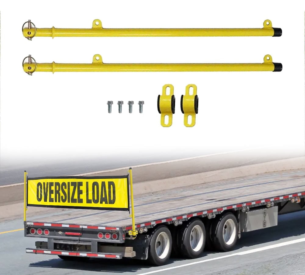 28" x 3" Yellow Powder Coated Universal Steel Wide Load Sign Banner ...