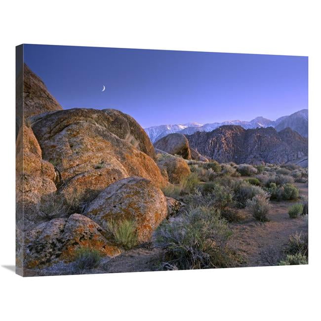 28 x 35 in. Crescent Moon Rising Over Sierra Nevada Seen From Alabama ...