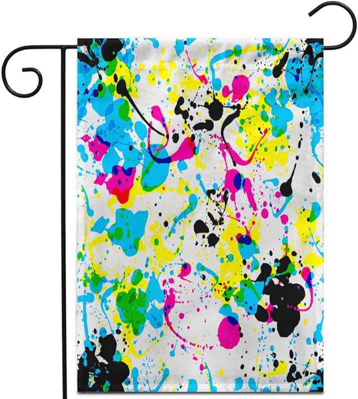 28 "x 40" garden flag blue colorful ink color splats pattern in CMYK ...