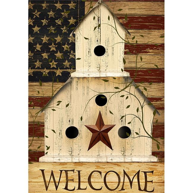 28 x 40 in. Americana Birdhouse Welcome House Flag - Walmart.com