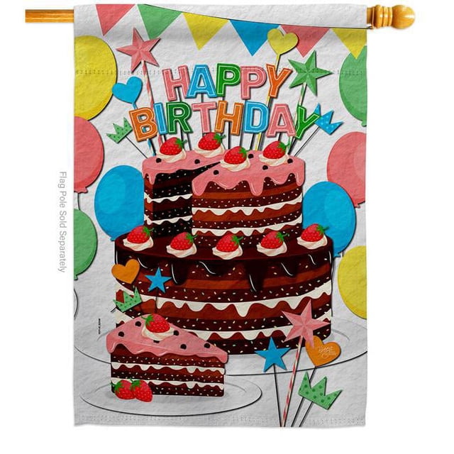 28 x 40 in. Birthday Wish Celebration House Flag with Double-Sided ...