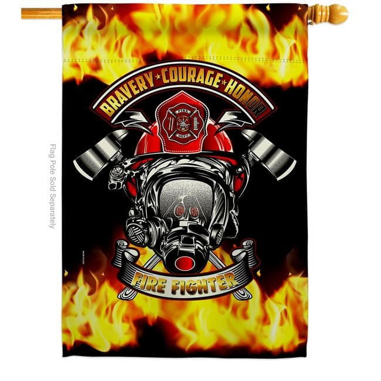 28 x 40 in. Bravery Firefighter House Flag with Armed Forces Double ...