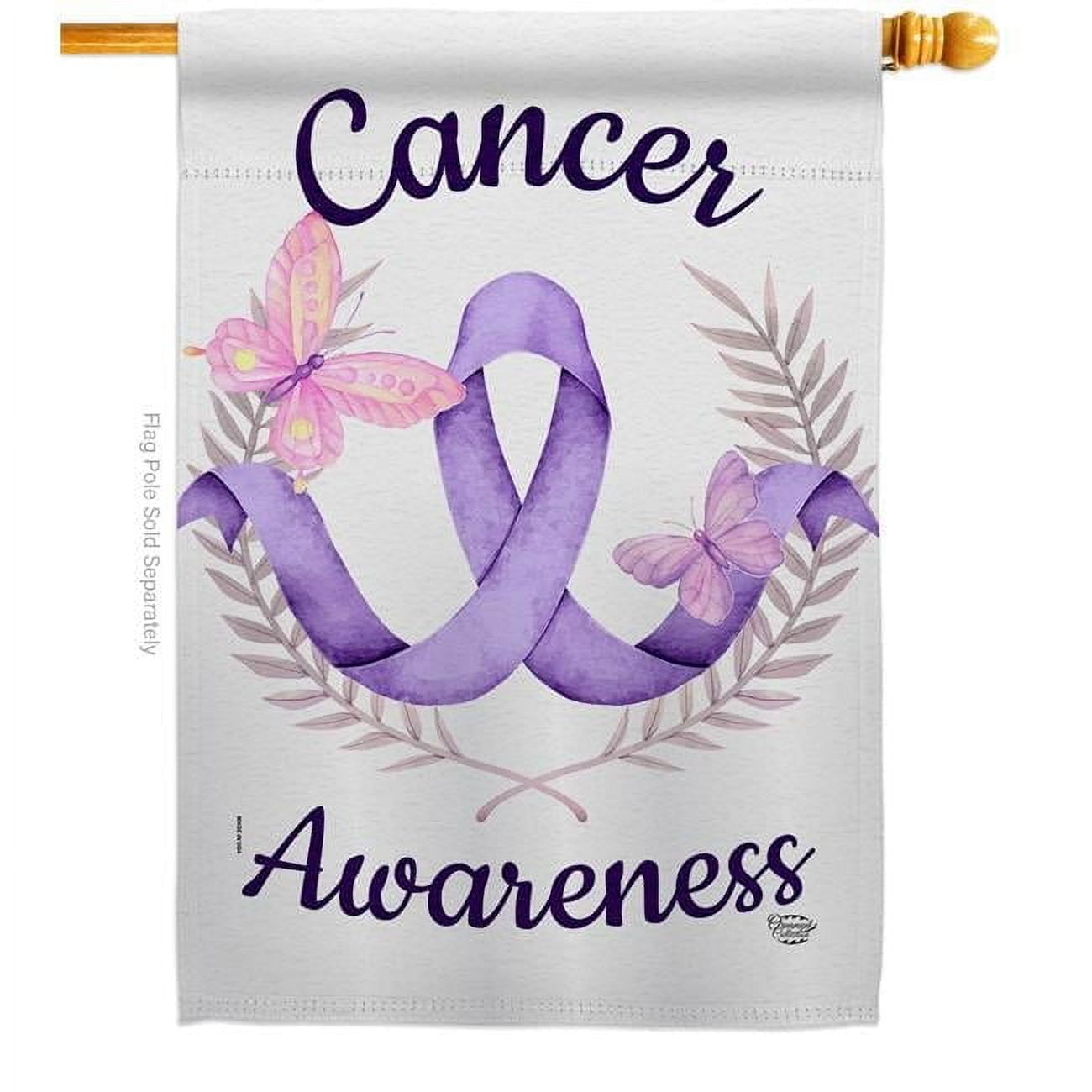 28 x 40 in. Cancer Awareness House Flag with Support Double-Sided ...