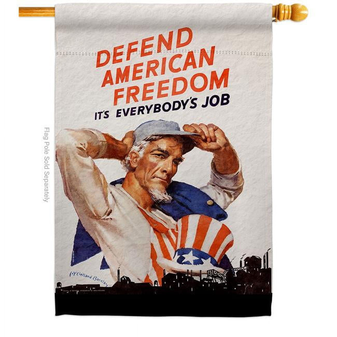 28 x 40 in. Defend American Freedom House Flag with Armed Forces ...