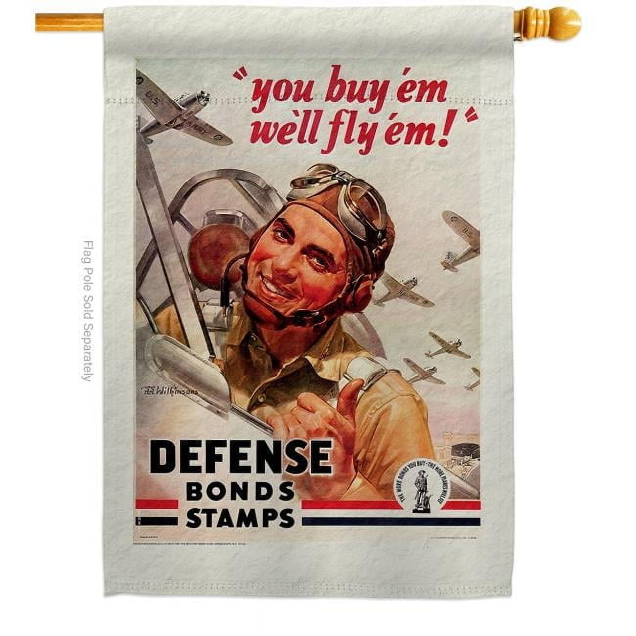 28 x 40 in. Defense Bonds House Flag with Armed Forces Army Double ...
