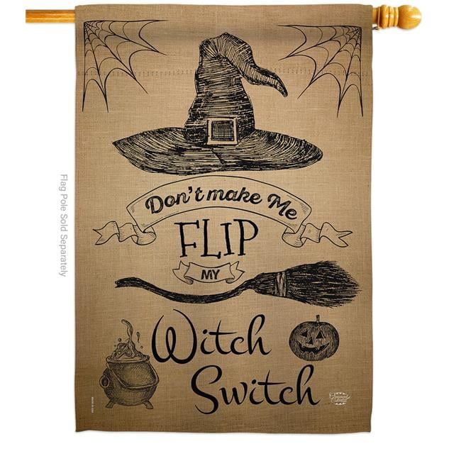 28 x 40 in. Flip my Witch Switch House Flag with Fall Halloween Double ...