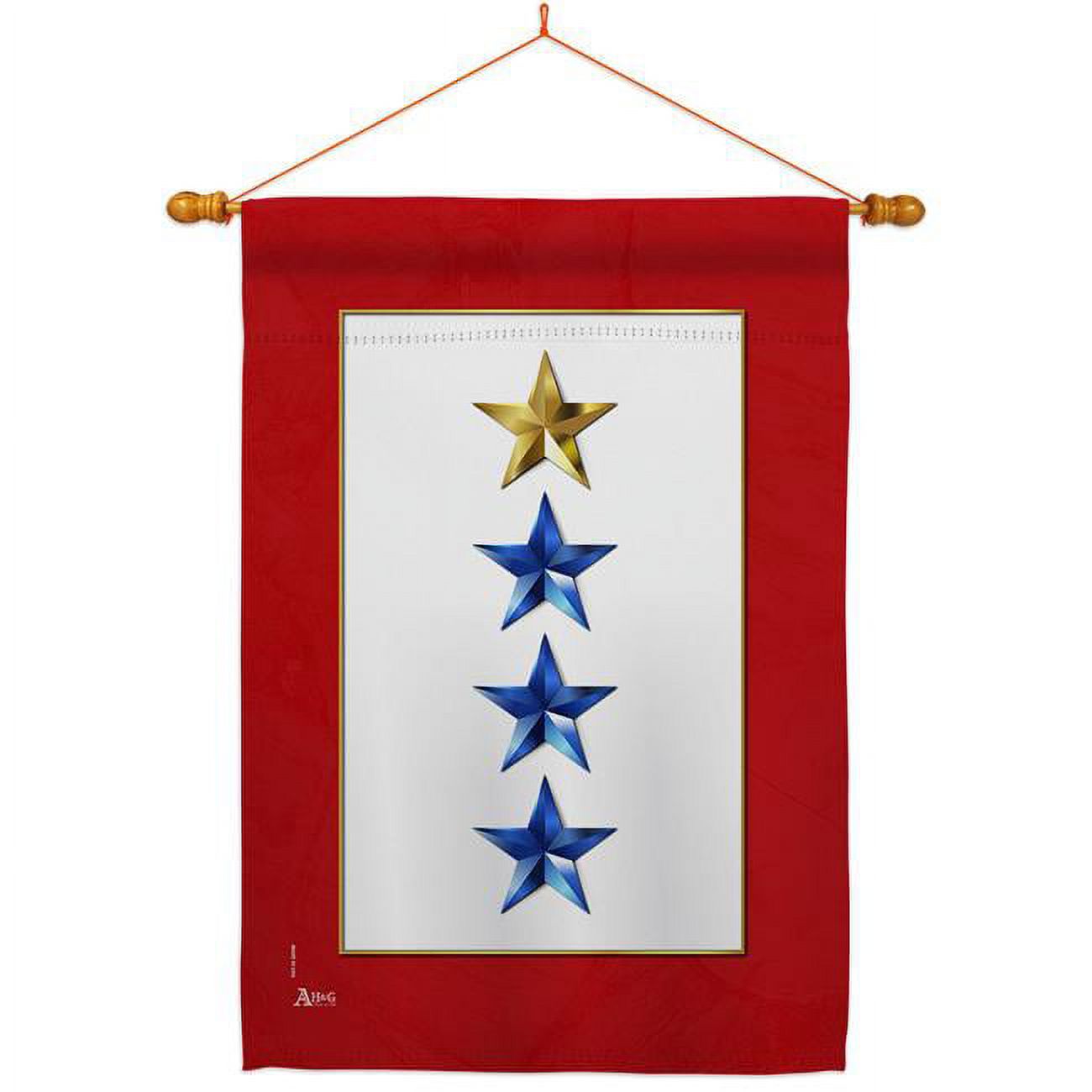 28 x 40 in. Gold & Three Blue Stars House Flag Set Armed Forces ...