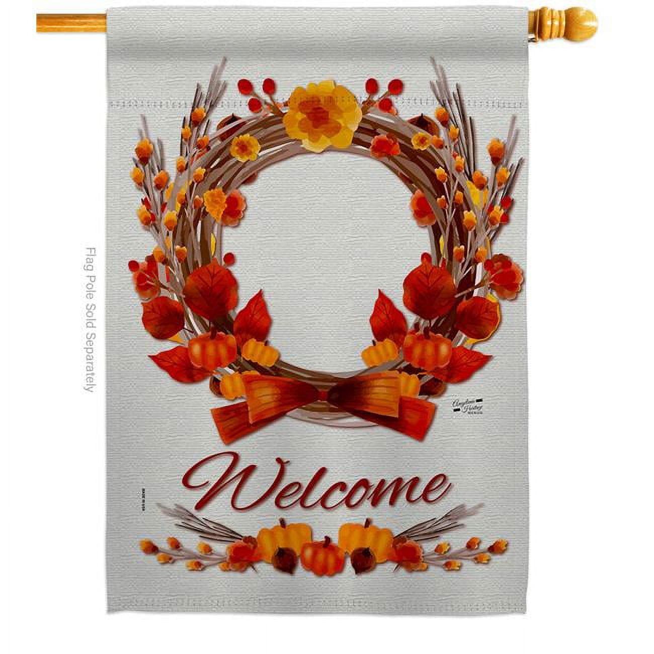 28 x 40 in. Harvest Wreath House Flag with Fall & Autumn Double-Sided ...