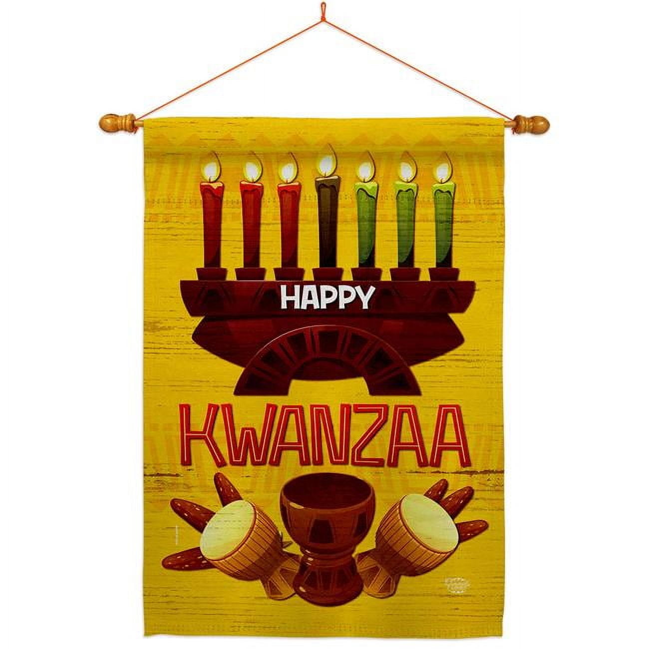 28 x 40 in. Kwanzaa Party House Flag Set Black History Double-Sided ...