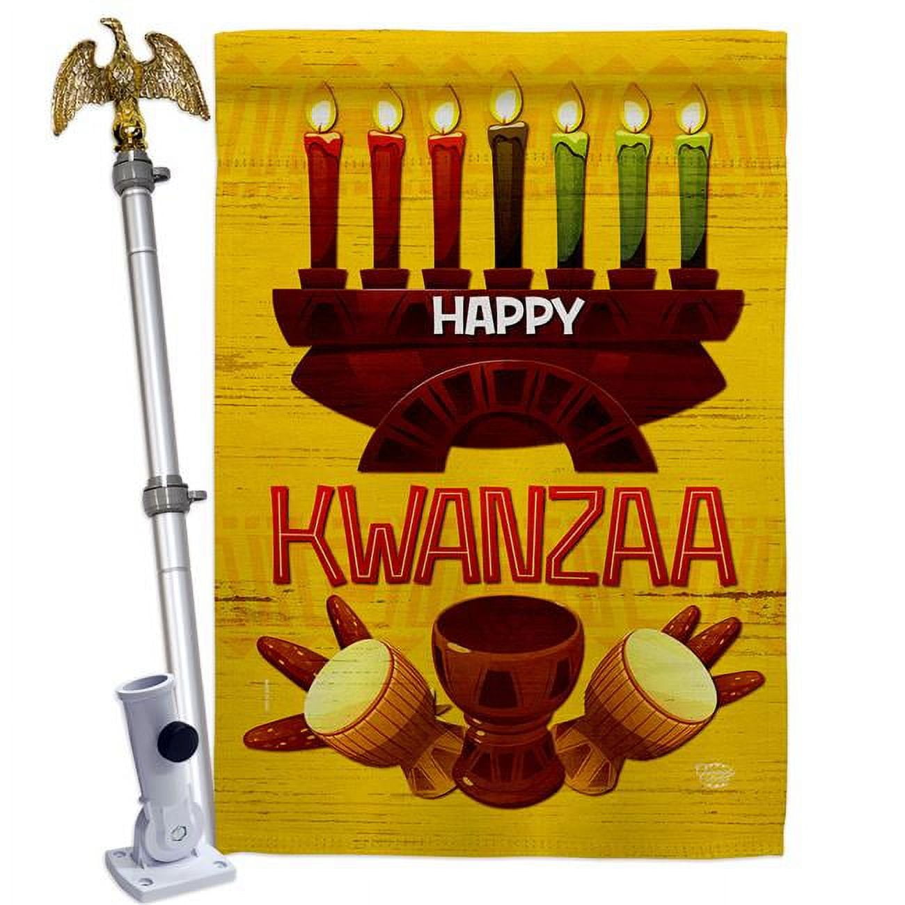 28 x 40 in. Kwanzaa Party House Flag Set Black History Double-Sided ...