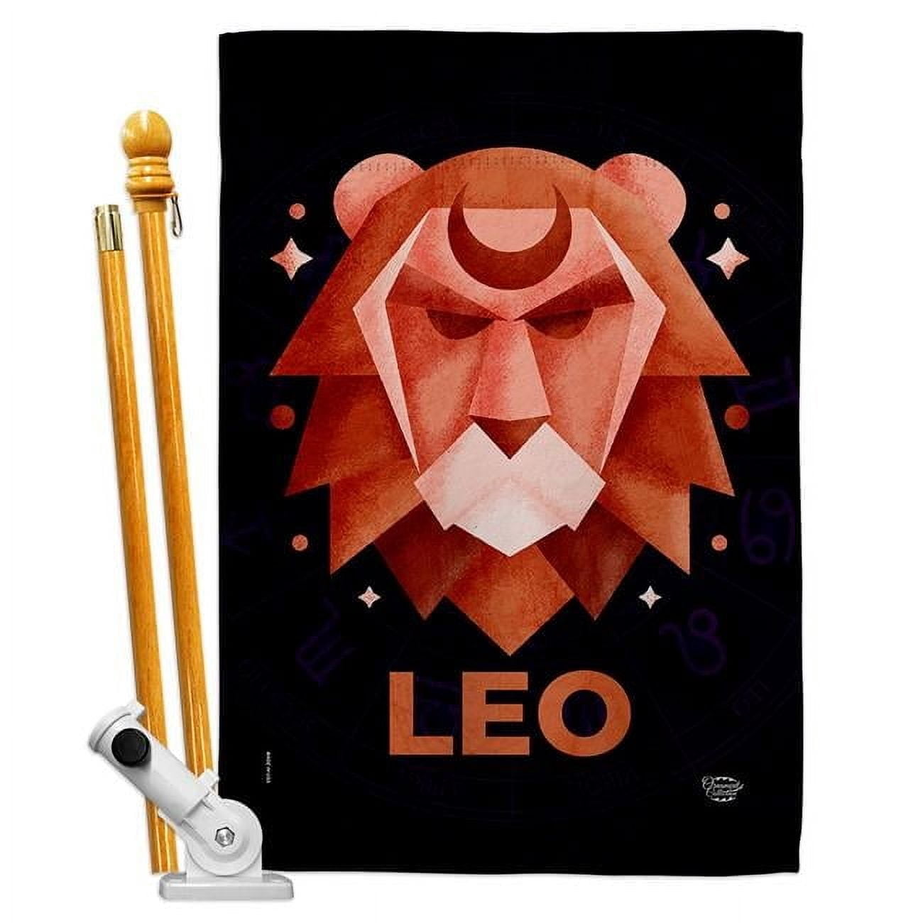 28 x 40 in. Leo House Flag Set Interests Zodiac Double-Sided Decorative ...