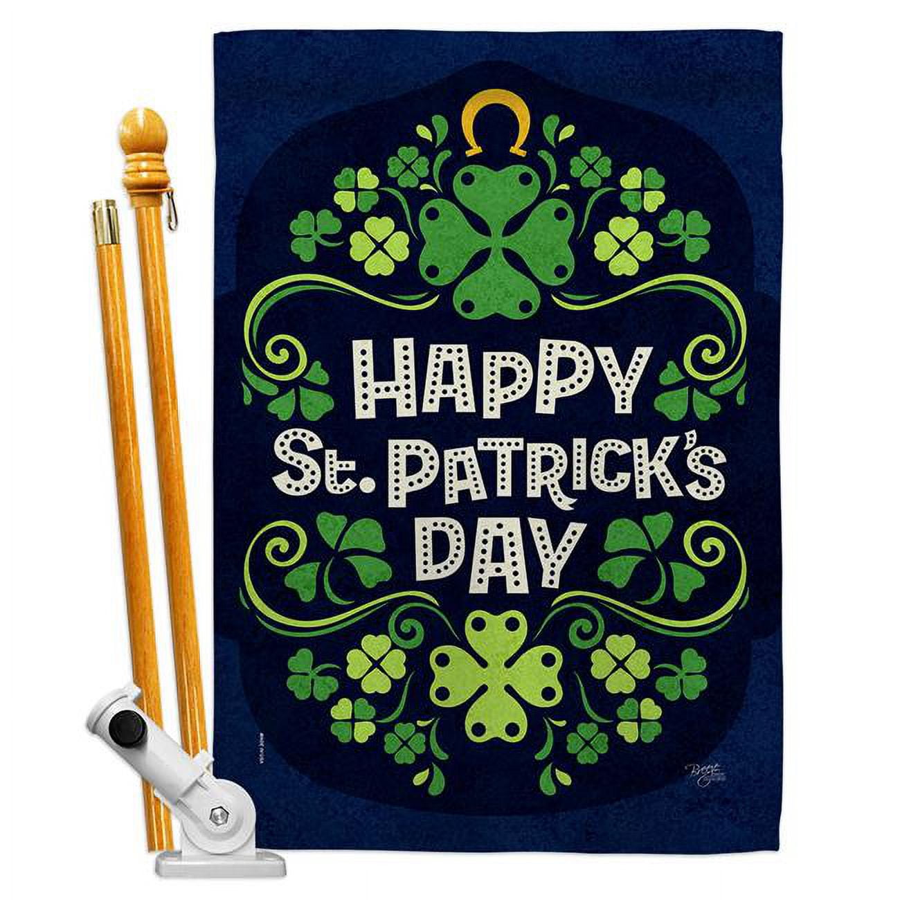 28 x 40 in. Lucky St Paricks House Flag Set Springtime Patrick Double ...