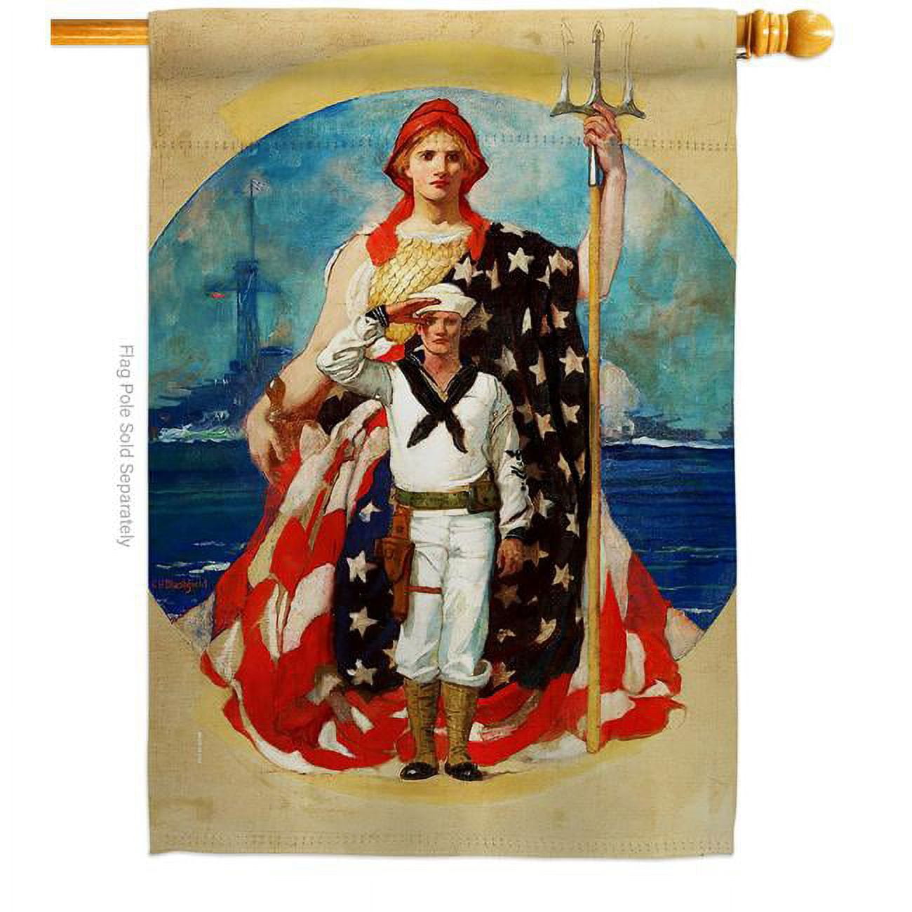 28 x 40 in. Navy Wartime House Flag with Armed Forces Double-Sided ...
