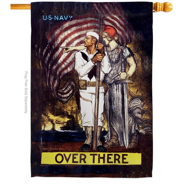 28 x 40 in. Over There House Flag with Armed Forces Navy Double-Sided ...