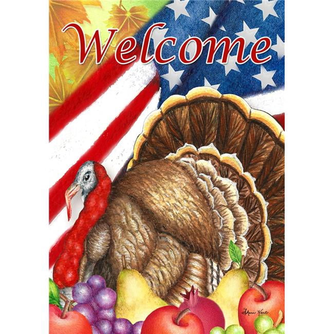 28 x 40 in. Patriotic Fall Welcome House Flag - Walmart.com
