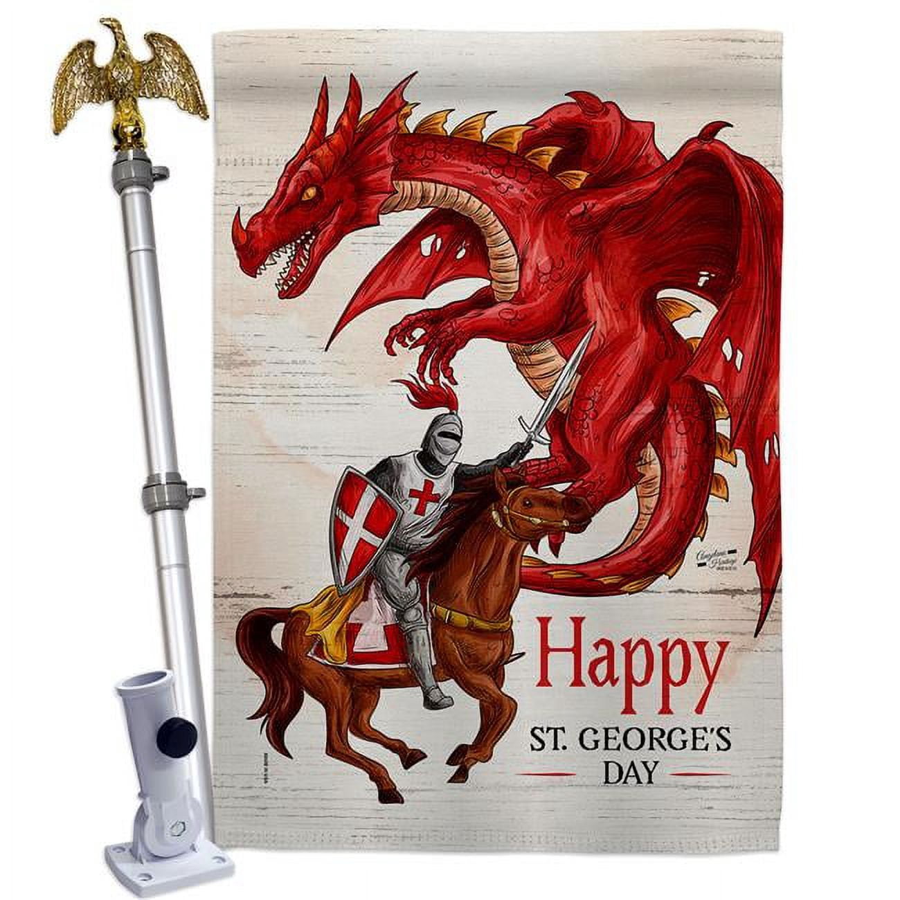 28 x 40 in. St. Georges Day House Flag Set Interests Fantasy Double ...