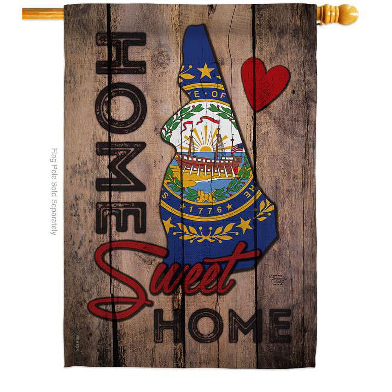28 x 40 in. State New Hampshire Home Sweet American State Vertical ...