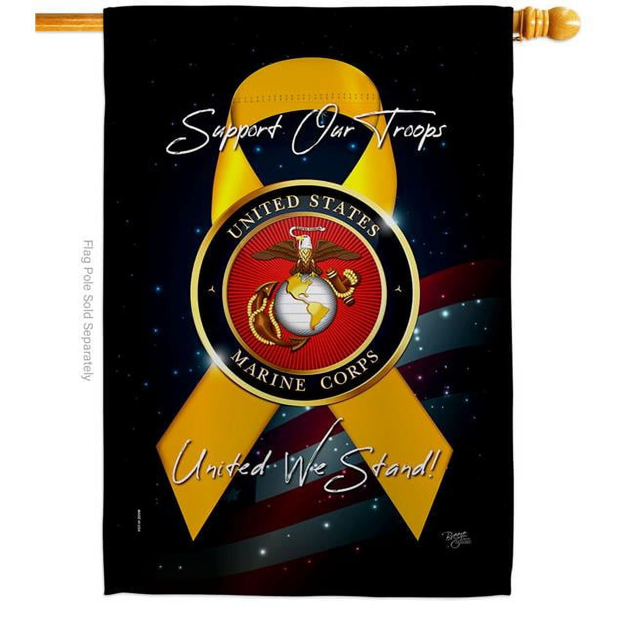 28 x 40 in. Support Marine Corps House Flag with Armed Forces Double ...