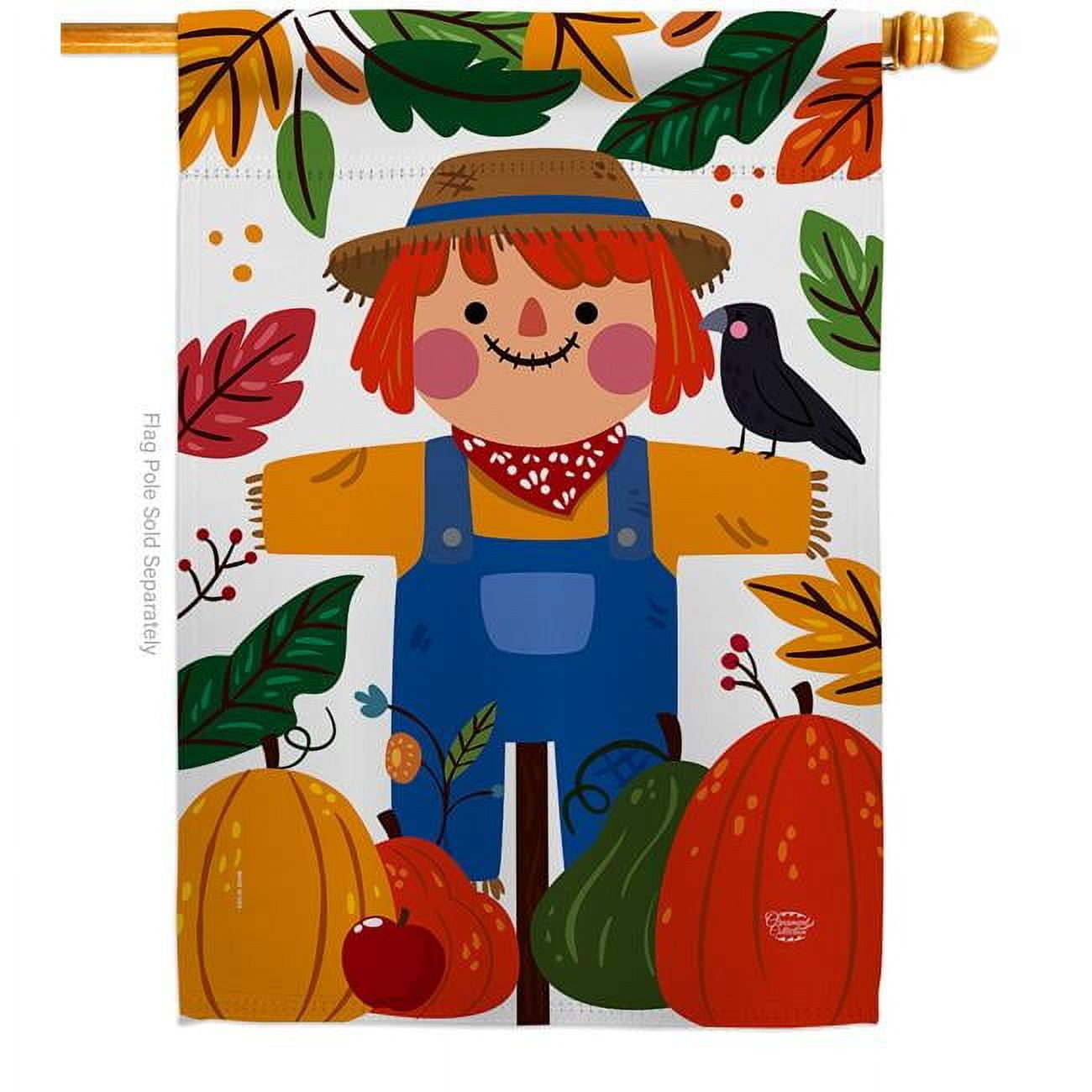 28 x 40 in. Sweetie Scarecrow House Flag with Fall Harvest & Autumn ...