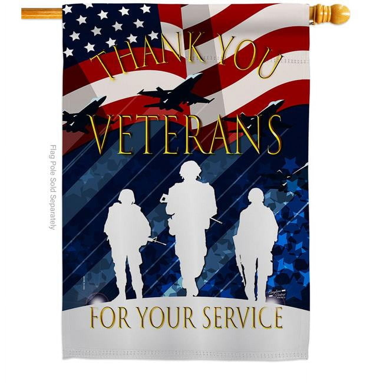 28 X 40 In Thank You Veterans House Flag With Armed Forces Service