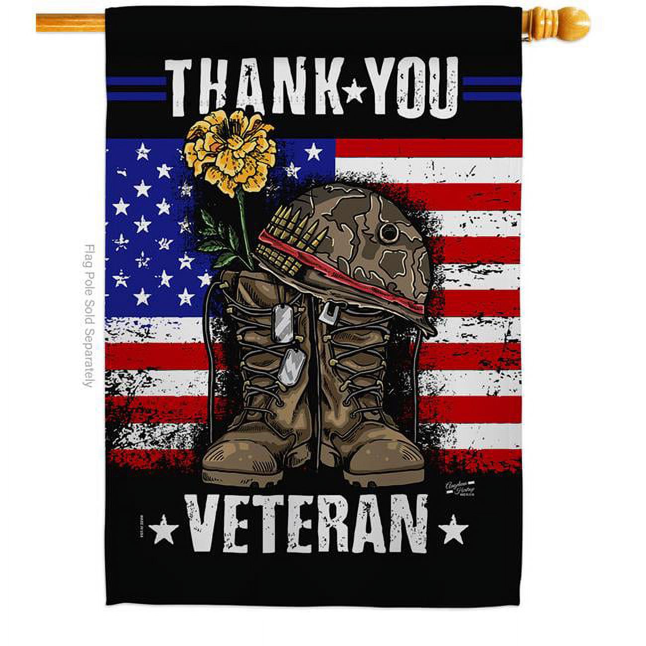 28 x 40 in. Thank you Veteran House Flag with Armed Forces Service ...