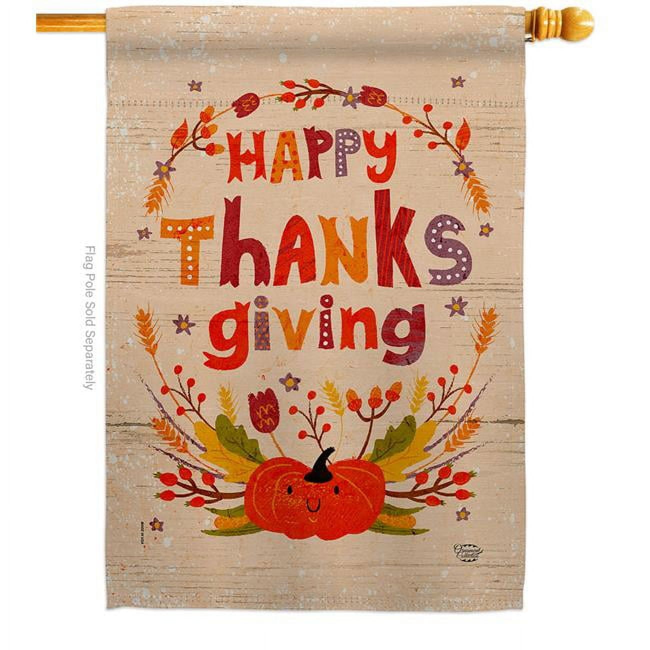 28 x 40 in. Thanks Giving House Flag with Fall Thanksgiving Double ...