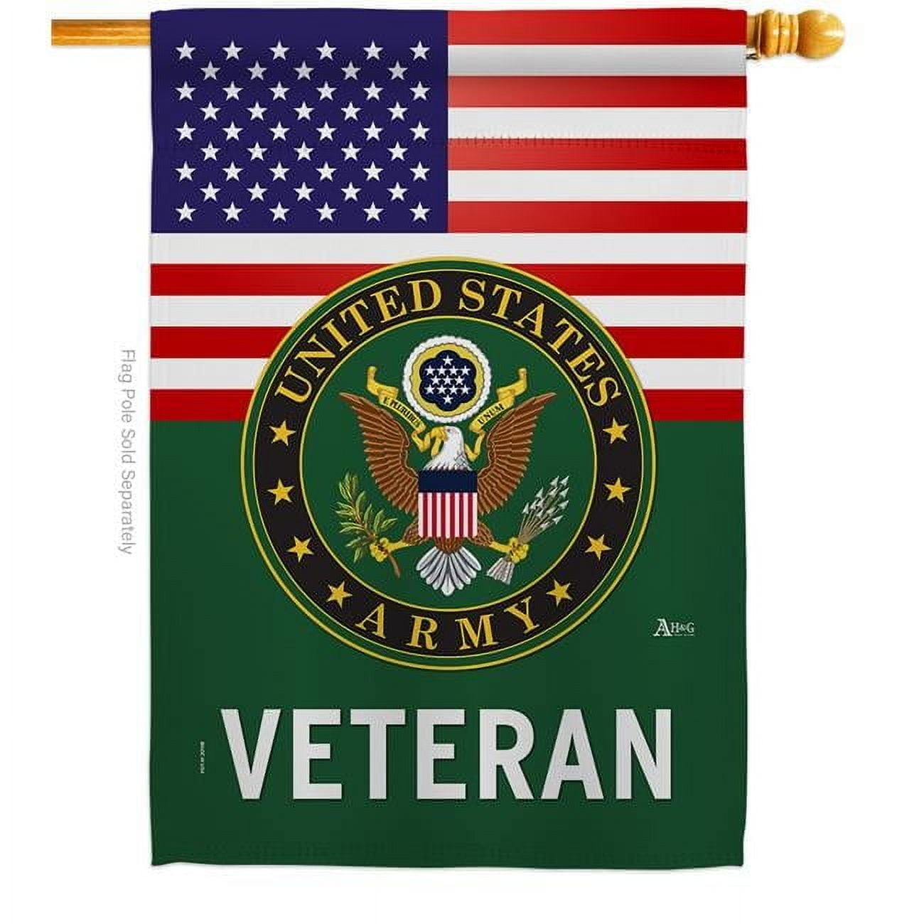 28 x 40 in. US Army Veteran House Flag with Armed Forces Double-Sided ...