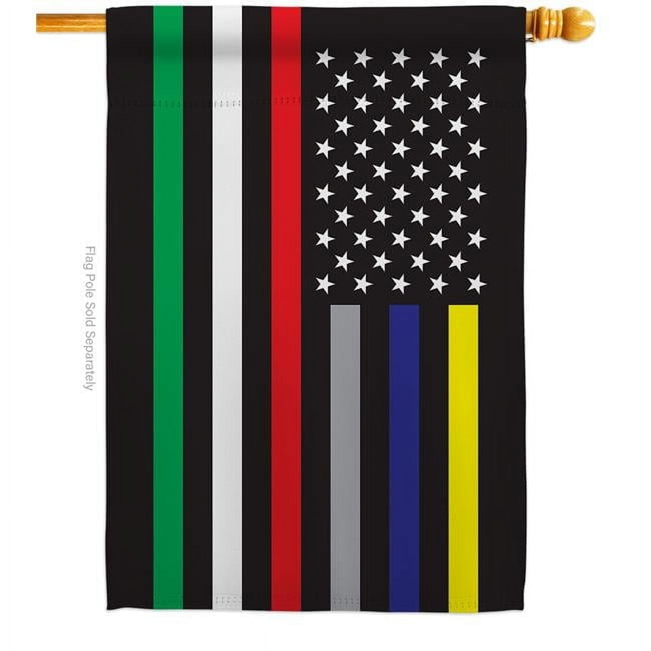 28 x 40 in. US First Responders Line House Flag with Armed Forces ...