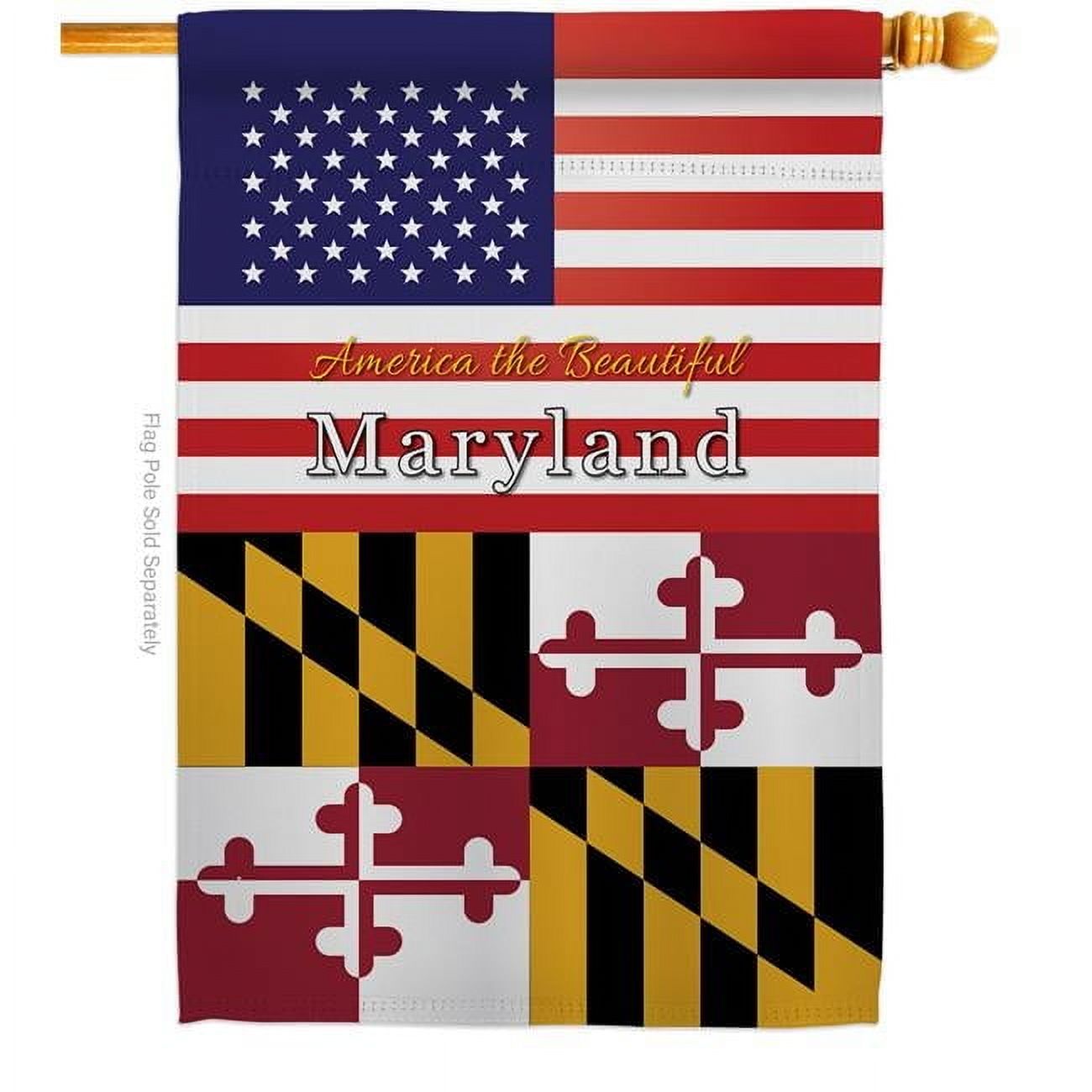 28 x 40 in. USA Maryland American State Vertical House Flag with Double ...
