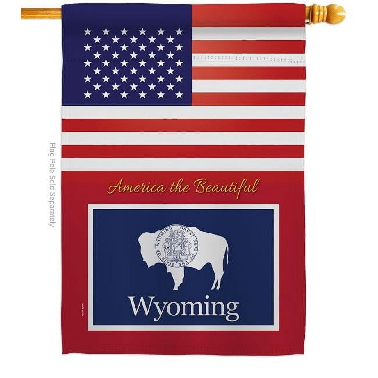 28 x 40 in. USA Wyoming American State Vertical House Flag with Double ...