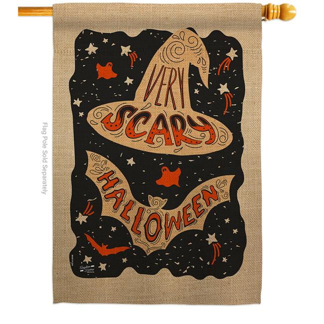 28 x 40 in. Very Scary Halloween House Flag with Fall Double-Sided ...