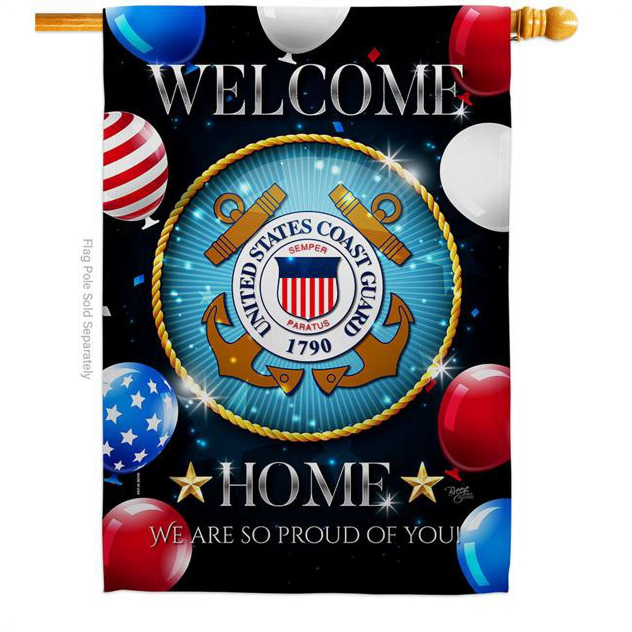 28 x 40 in. Welcome Home Coast Guard House Flag with Armed Forces ...