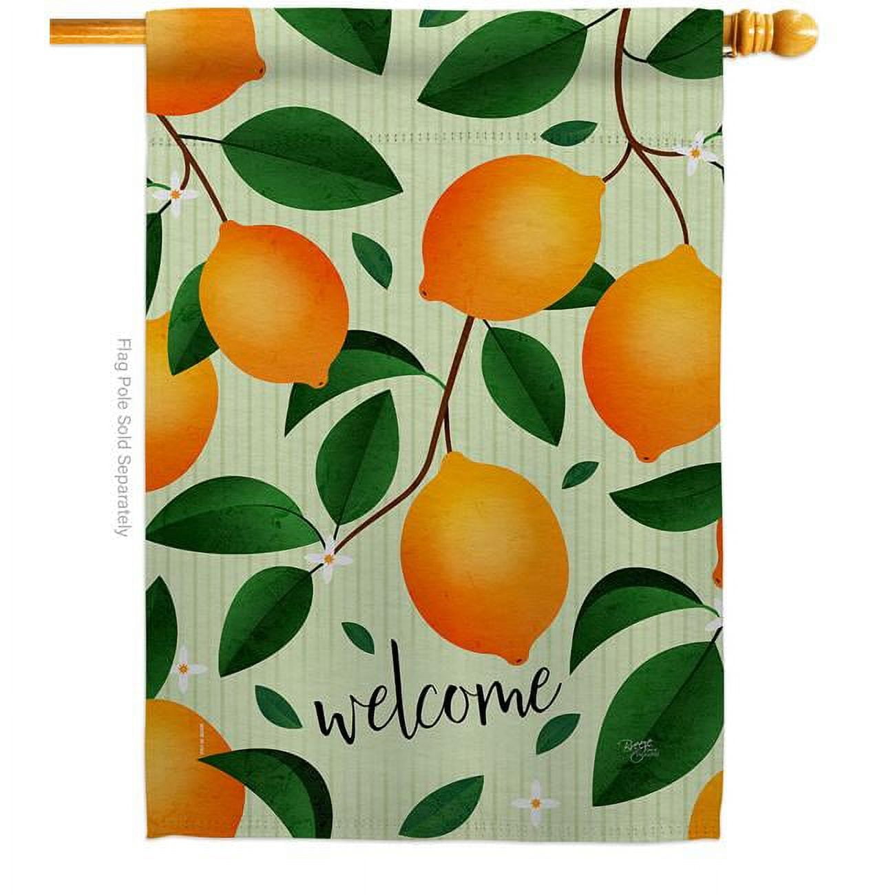 28 x 40 in. Welcome Lemon Food Fruit House Flag with Double-Sided ...