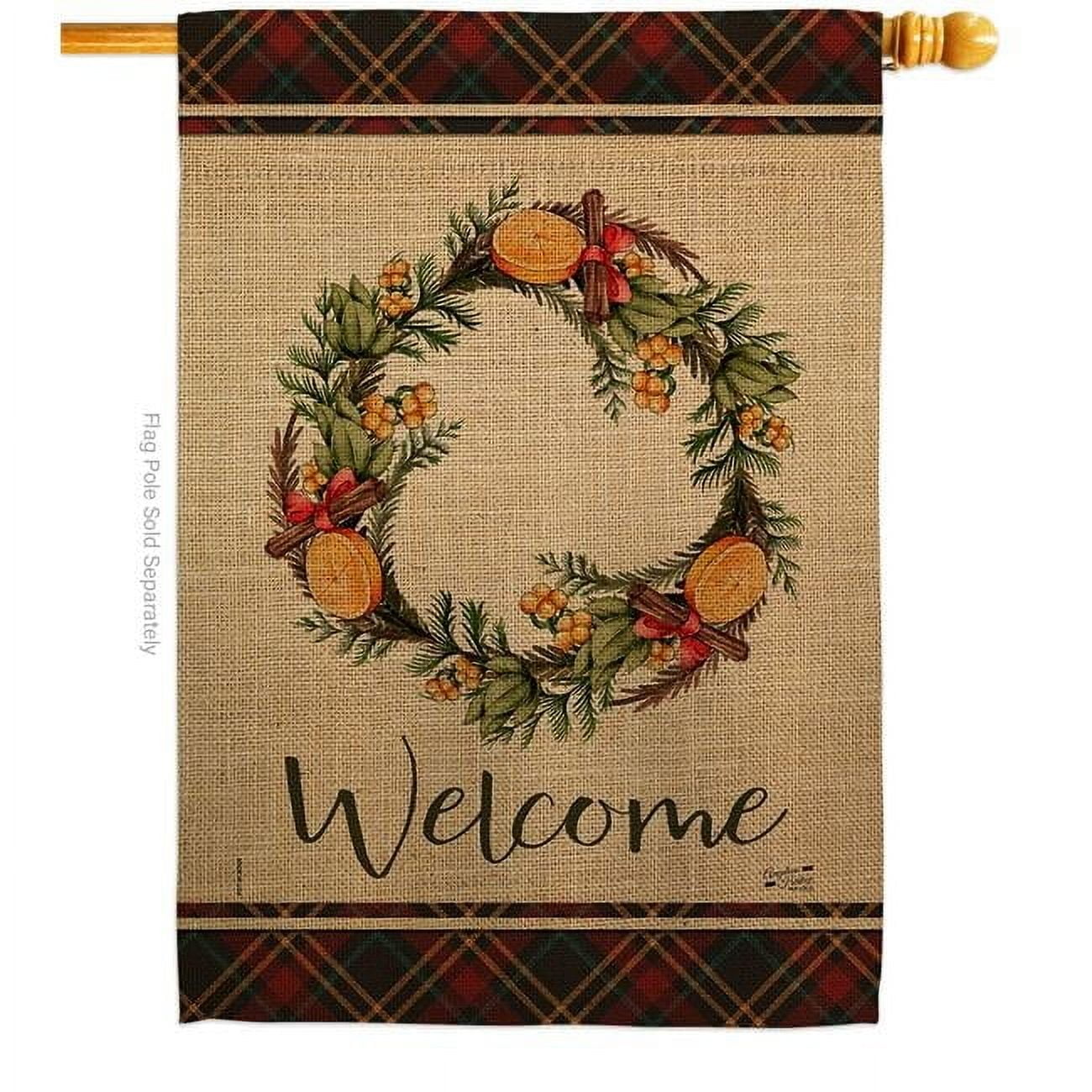 28 x 40 in. Winter Spices Wreath House Flag with Wonderland Double ...