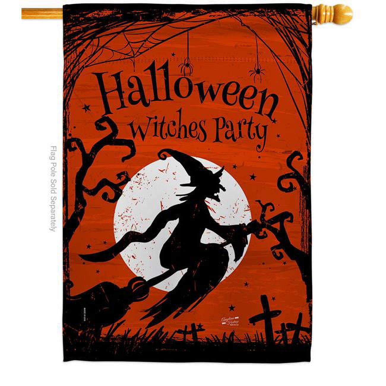 28 x 40 in. Witches Party House Flag with Fall Halloween Double-Sided ...