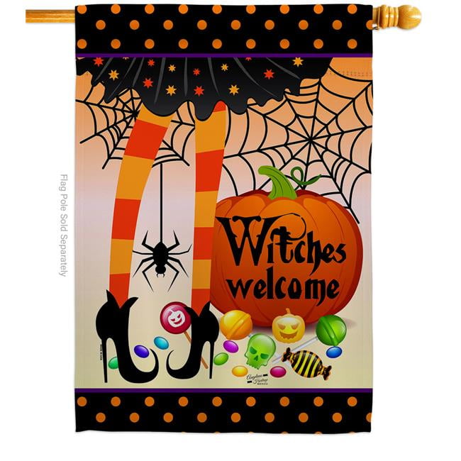 28 x 40 in. Witches Welcome House Flag with Fall Halloween Double-Sided ...
