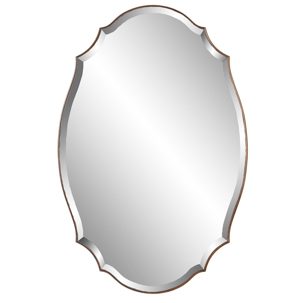 28 x 42 Modern Round Accent Mirror with Curved Edges, Bronze, Gold ...