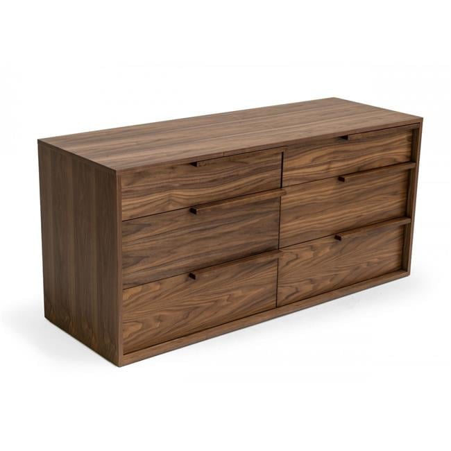 28 x 60 x 21 in. Walnut Manufactured Wood Six Drawers Double Dresser ...