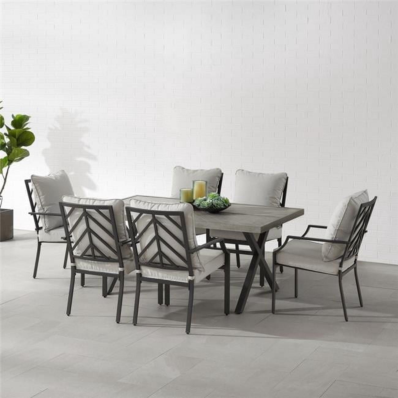 28 x 67.25 x 38 in. Otto Outdoor Metal Dining Set, Gray - 7 Piece ...